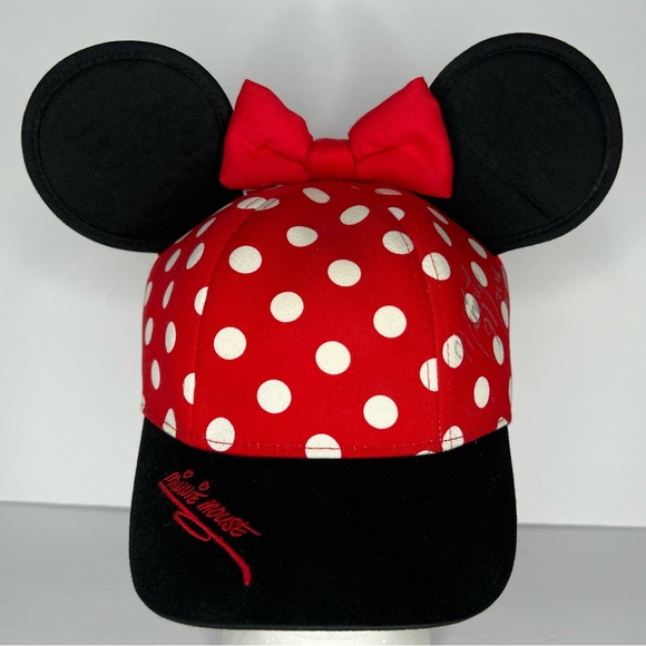 Disney | Accessories | Disneyland Minnie Mouse Youth Red Polka Dot Hat ...